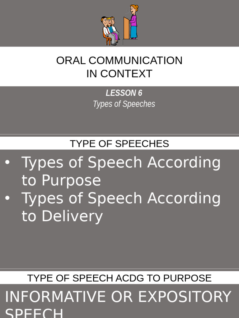 Types of Speeches Oral Com | PDF | Communication | Cognition