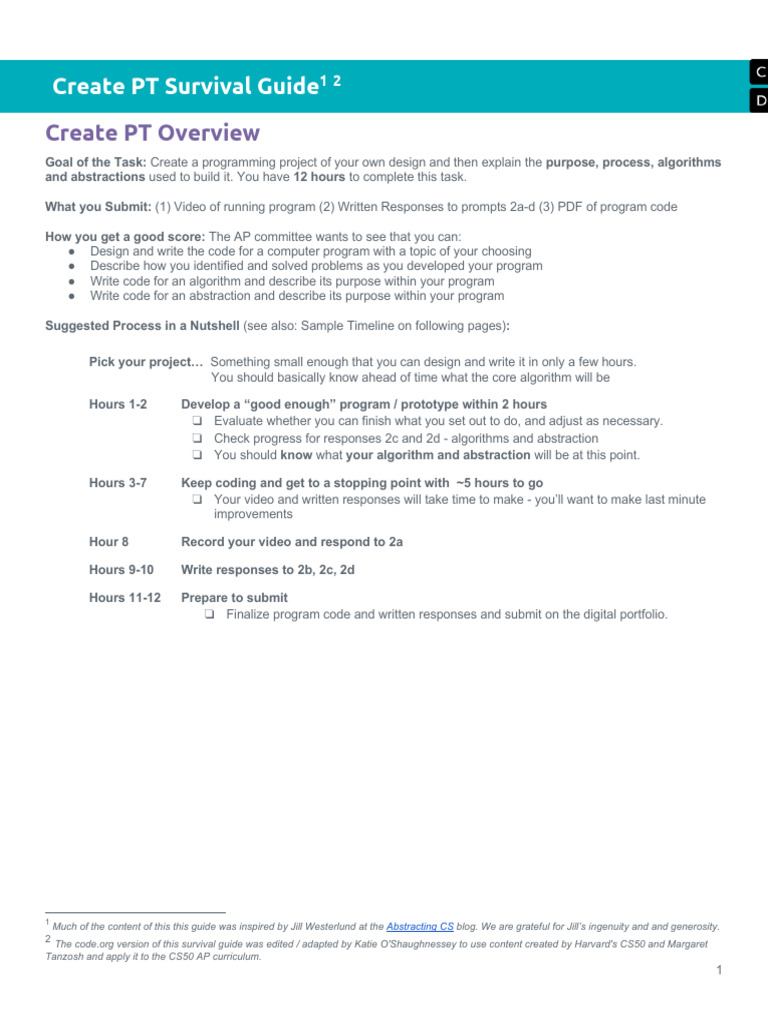 Create PT Survival Guide KEY | PDF | Algorithms | Abstraction (Computer ...