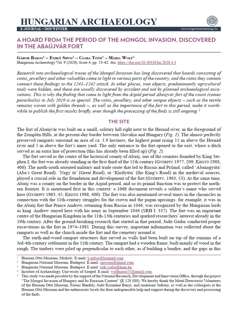 A Hoard From The Period of The Mongol in | PDF | Headgear | Textiles