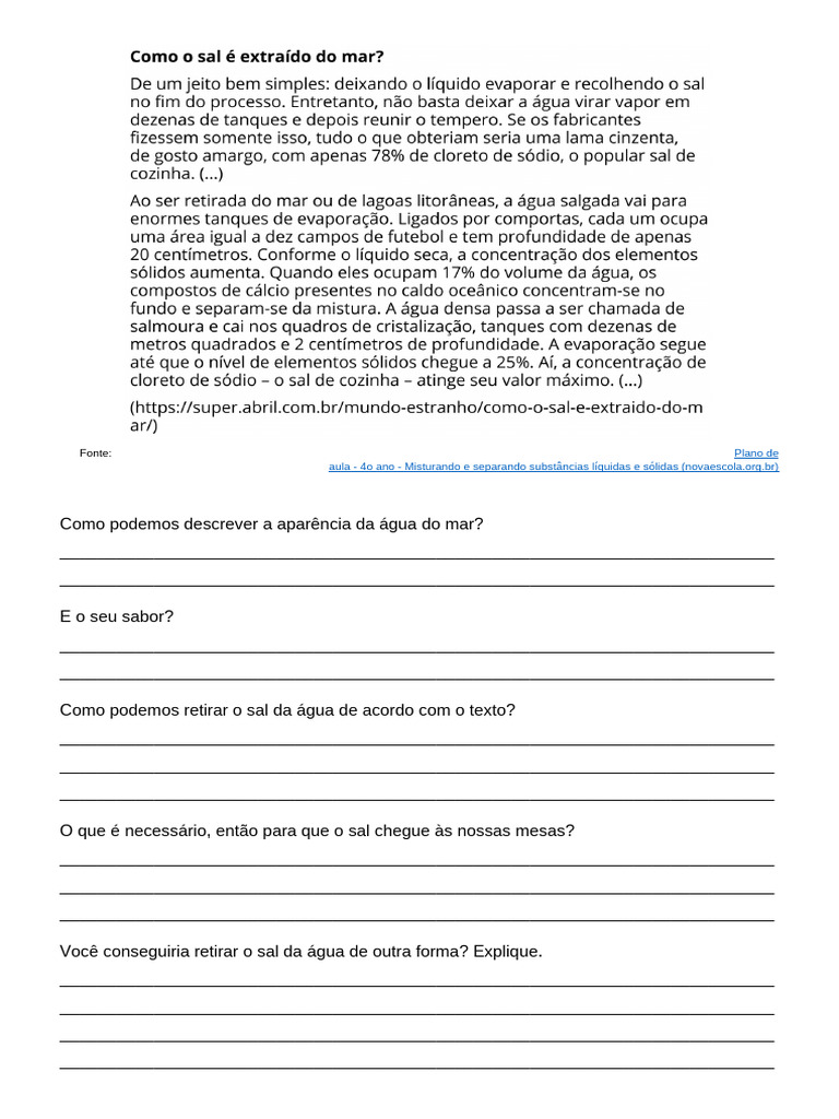 Origem e Extração do Sal | PDF