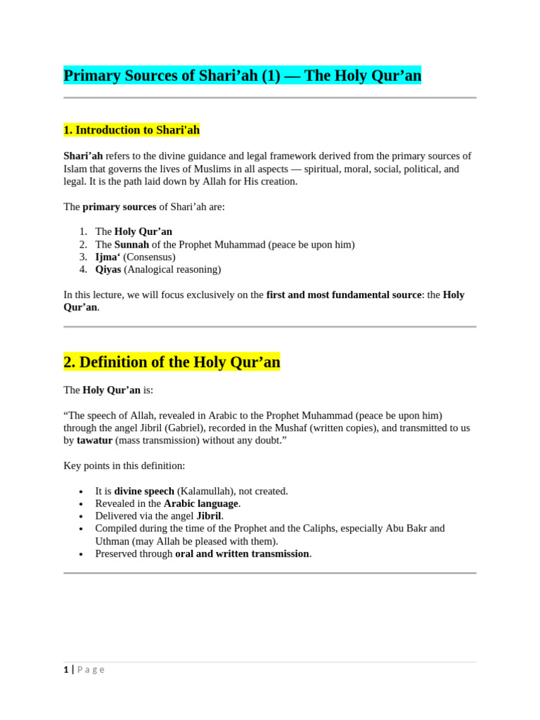 Understanding the Holy Qur'an in Shari'ah | PDF | Quran | Islam
