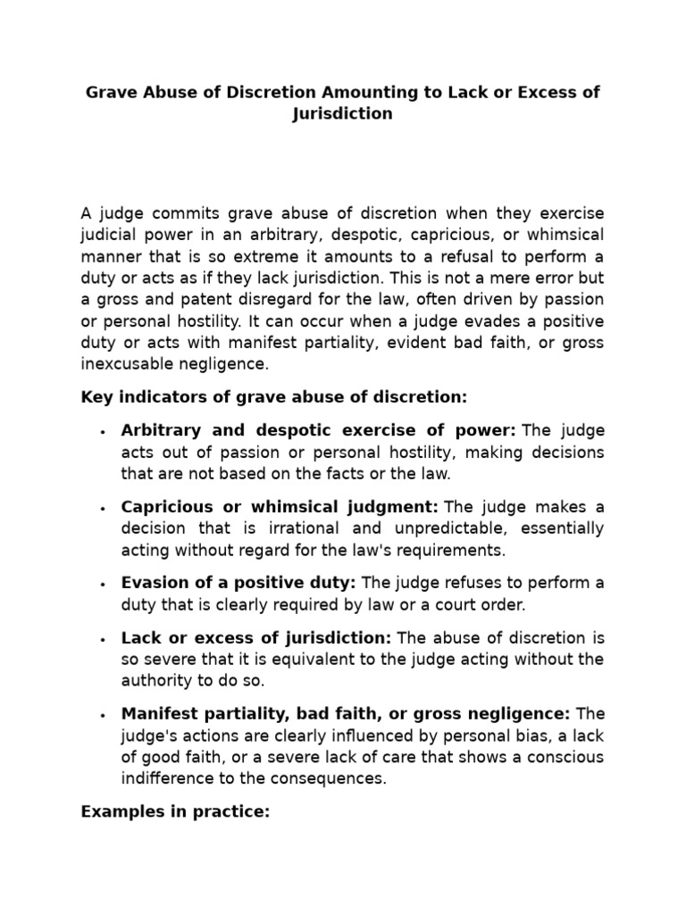 Grave Abuse of Discretion Explained | PDF