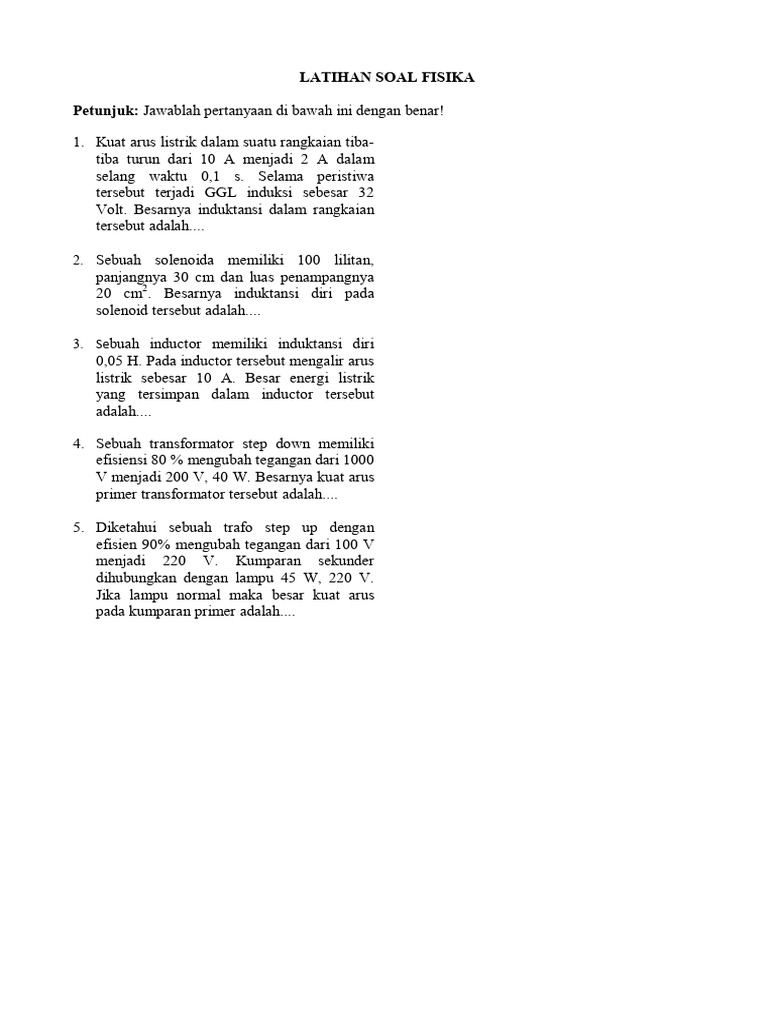 Latihan Fisika Xii Ganjil 21 22 | PDF