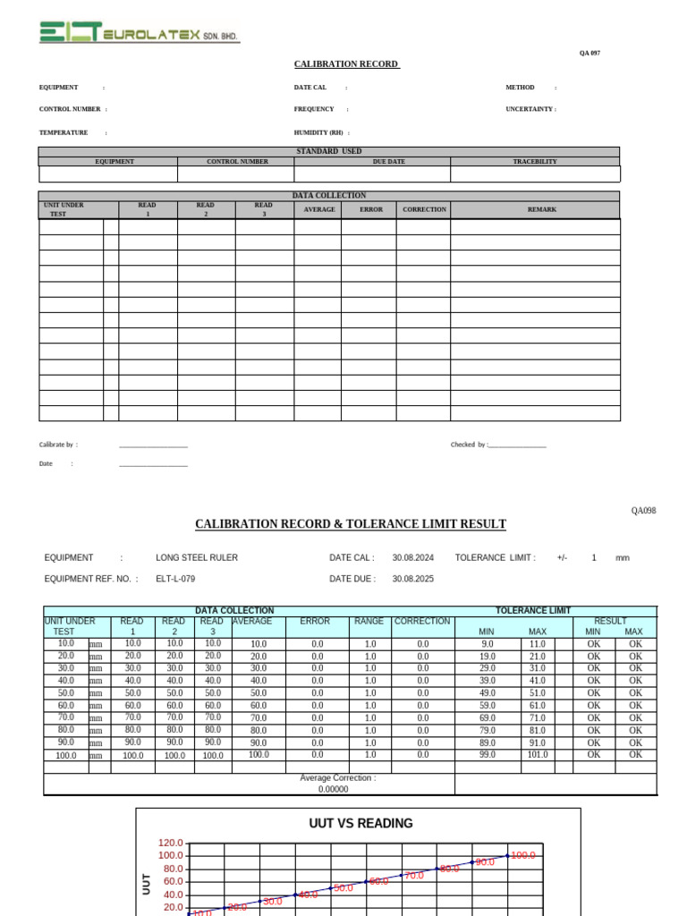 Internal Calibration Long Steel Ruler- Elt-l-079 | PDF | Calibration ...