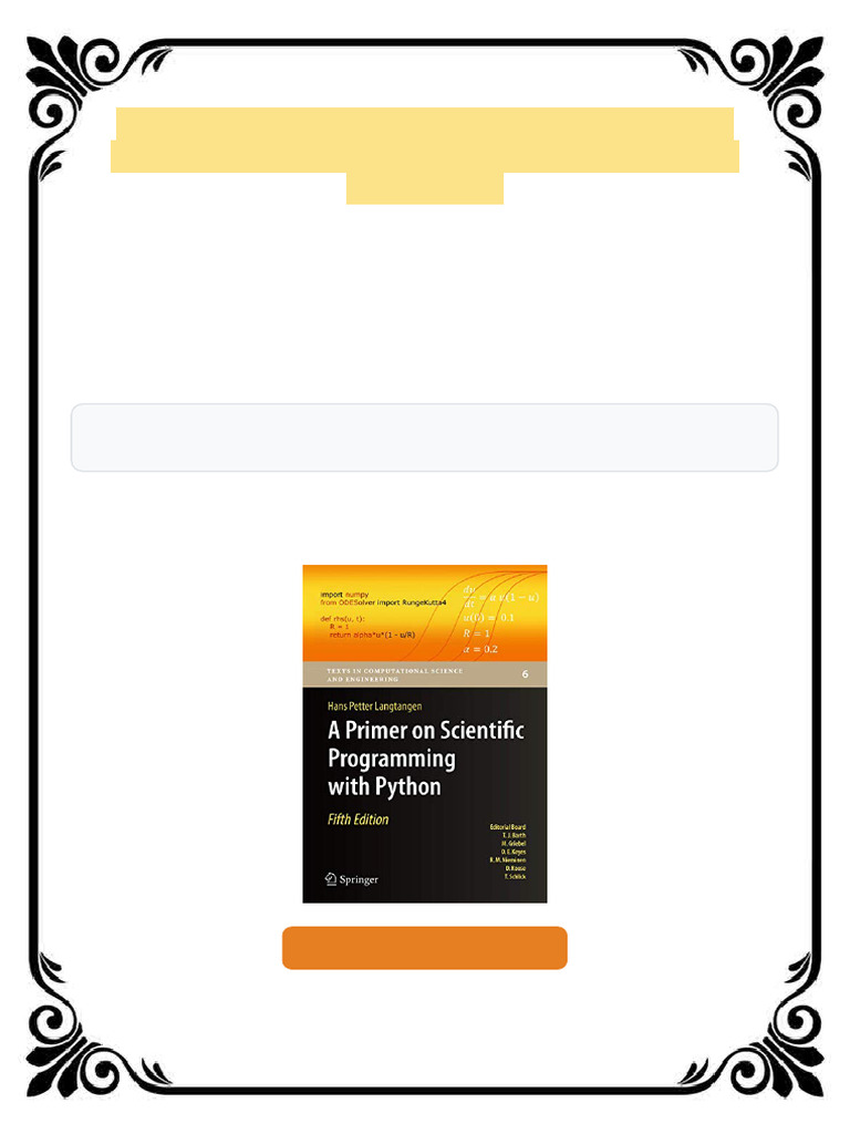 A Primer on Scientific Programming with Python Texts in Computational Science and Engineering 6 ...