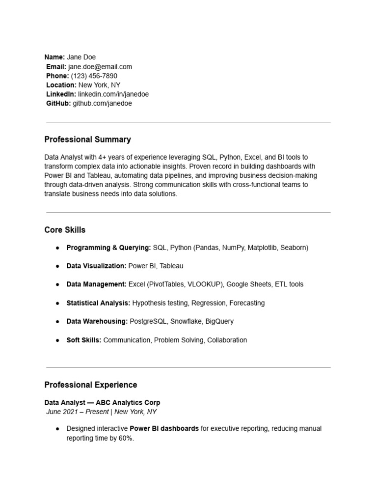Resume 5 | PDF | Data Analysis | Business Intelligence