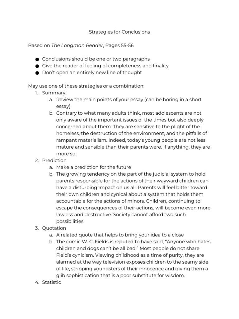 Strategies For Conclusion | PDF | Human Life Stages | Psychology