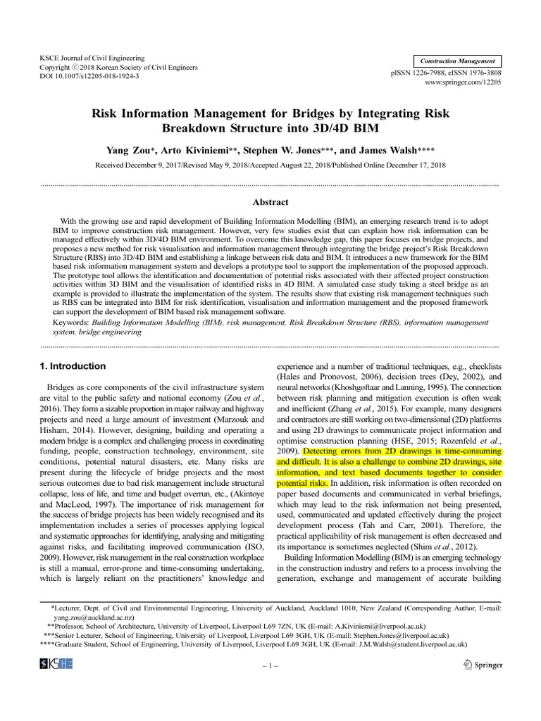 2018 - Risk Information Management For Bridges by Integrating Risk - Zou | PDF | Building ...