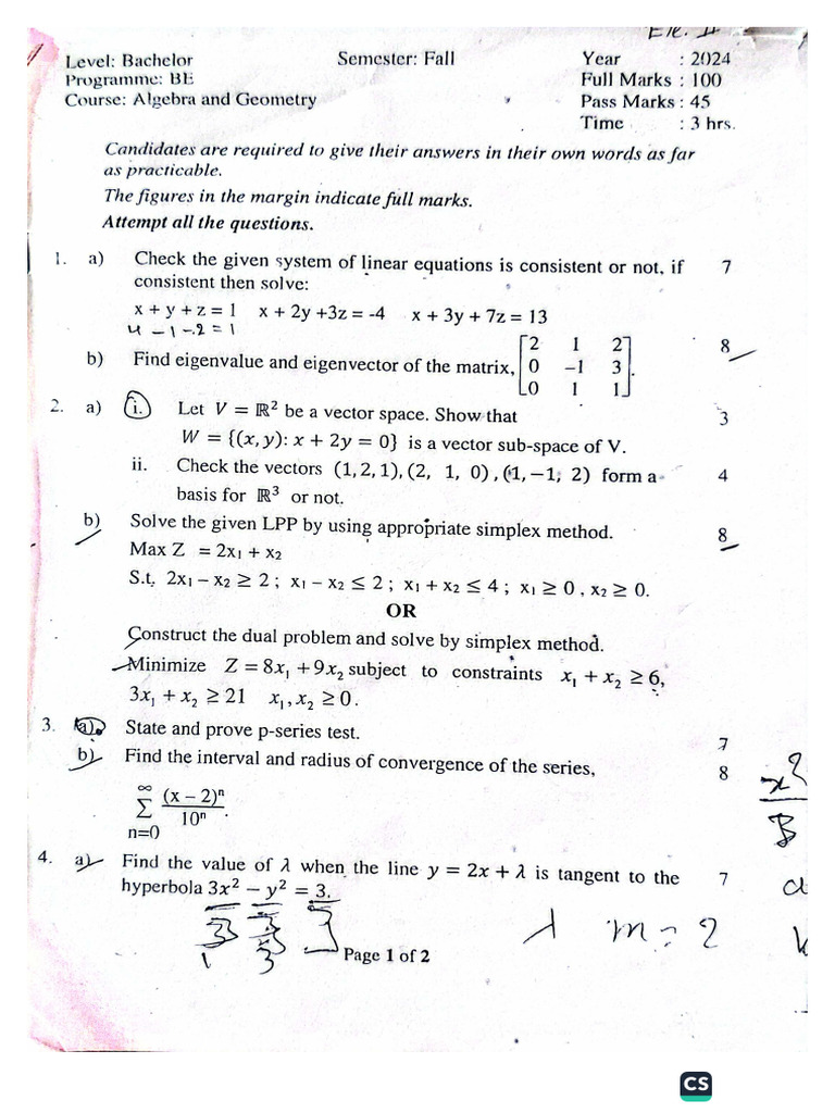 2nd Semester Question Paper New Course | PDF