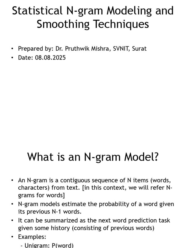 N-gram Modeling & Smoothing Techniques | PDF | Applied Mathematics