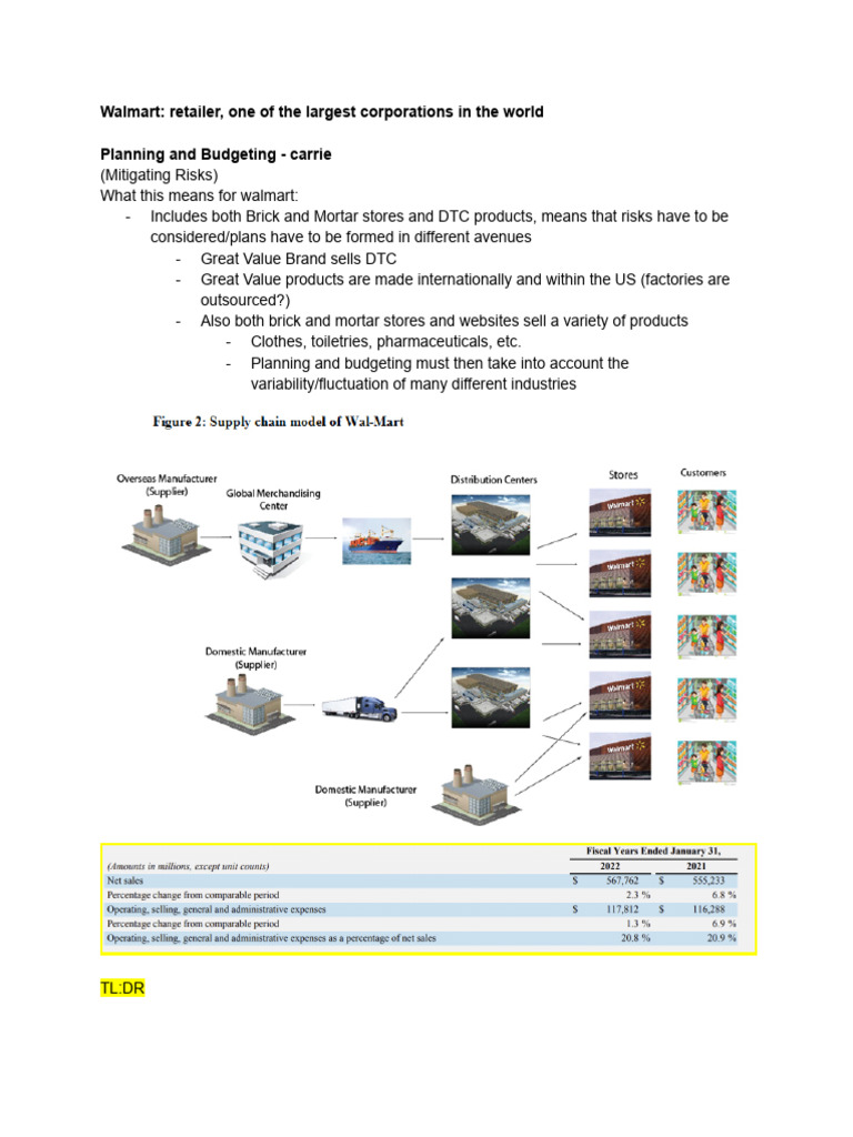 Walmart Finance Investment Management Project | PDF | Walmart | Supply ...