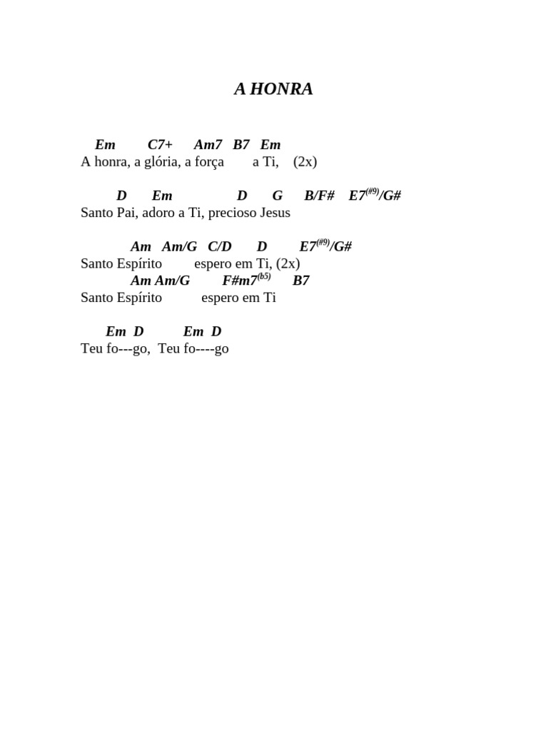 Letra da Música "A Honra" | PDF