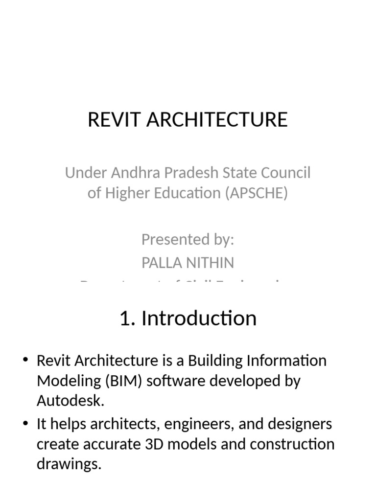 Revit Architecture APSCHE Palla Nithin | PDF
