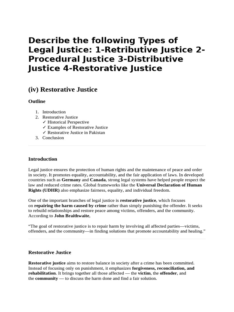 Describe The Following Types of Legal Justice | PDF | Restorative ...