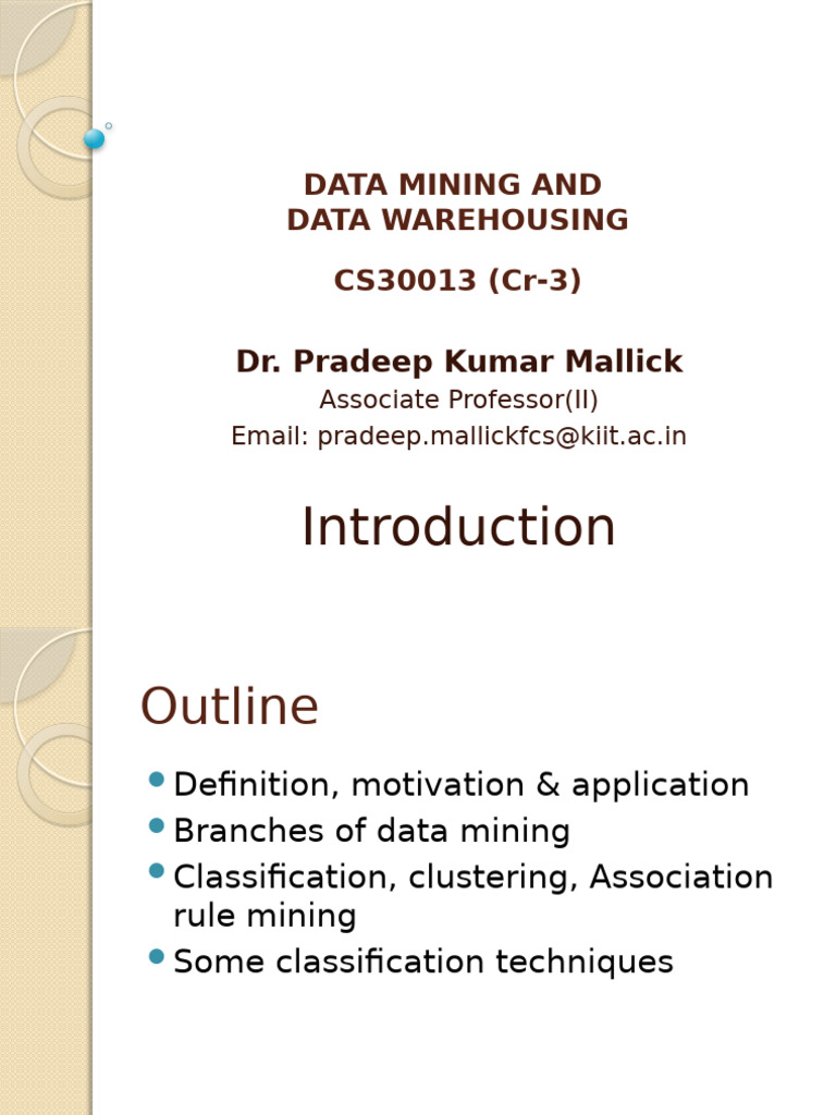 Lect-1 INTRODUCTION | PDF | Data Mining | Machine Learning