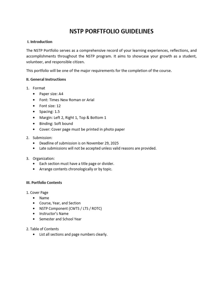 Nstp Porftfolio Guidelines | PDF