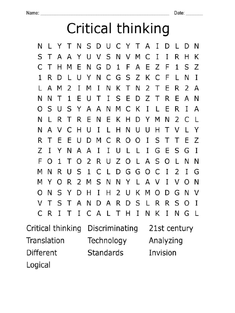 Crossword Critical Thinking | PDF
