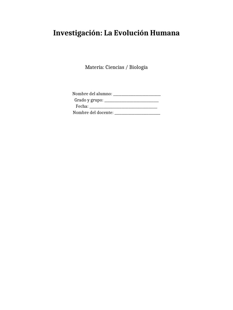 Investigacion Evolucion Humana Secundaria | PDF | Homo | Evolución humana