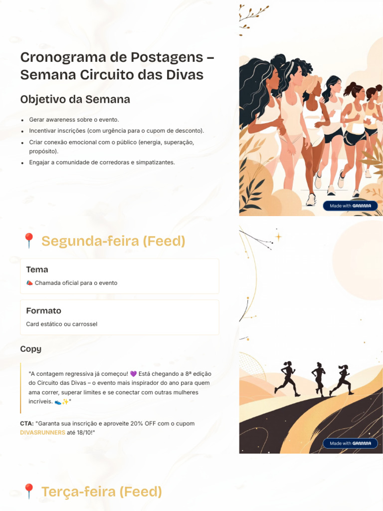 Cronograma de Postagens Semana Circuito Das Divas | PDF