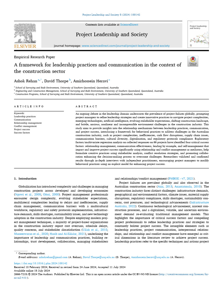 Leadership Framework for Construction Success | PDF | Leadership | Variance