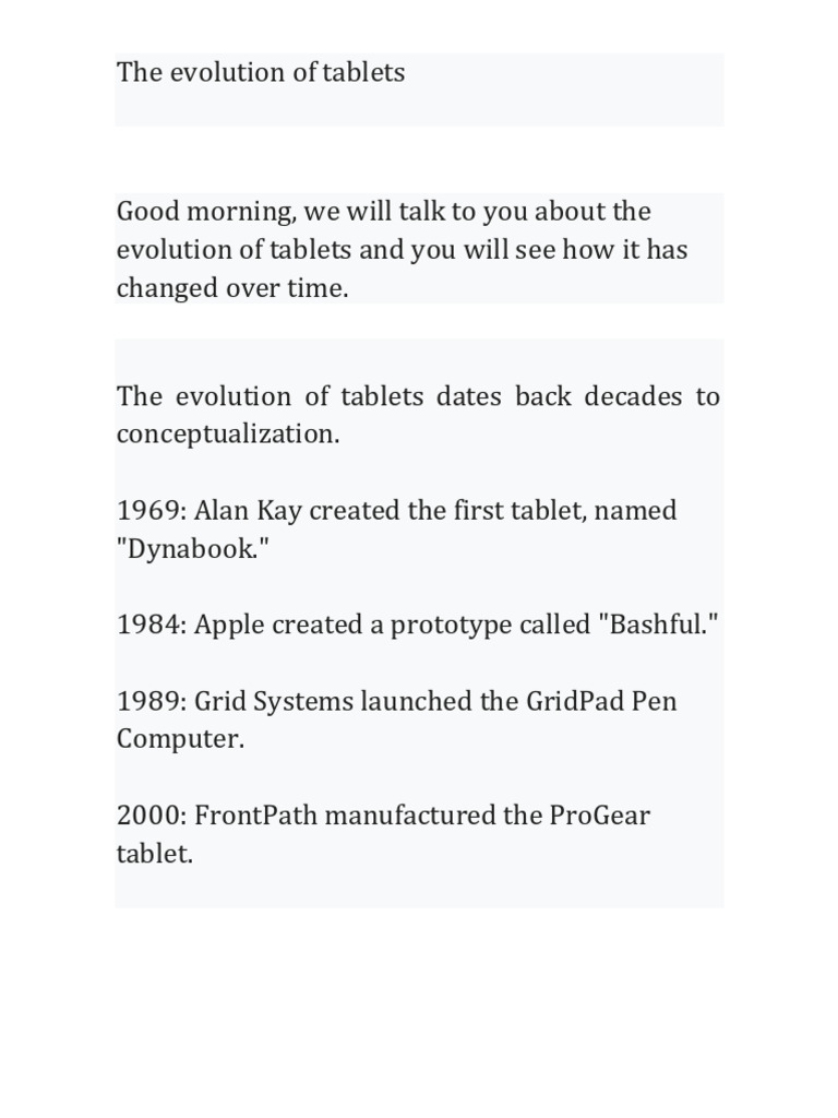 The Evolution of Tablets | PDF