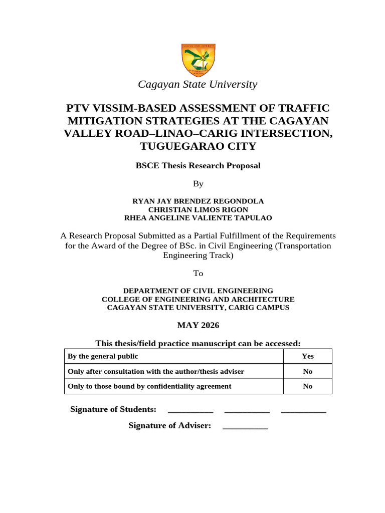 PTV Vissim-Based Assessment of Traffic Mitigation Strategies at The Cagayan Valley Road-Linao ...