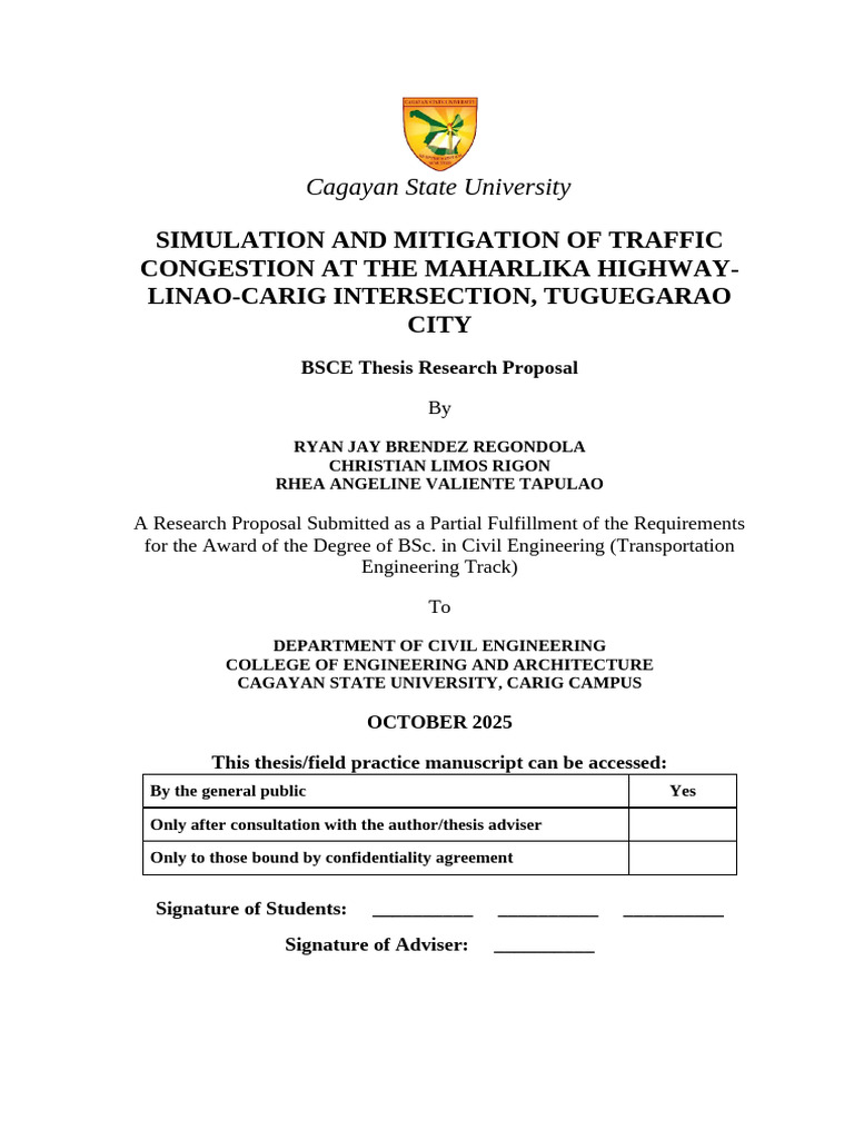 Traffic Congestion Mitigation Proposal | PDF | Traffic | Simulation