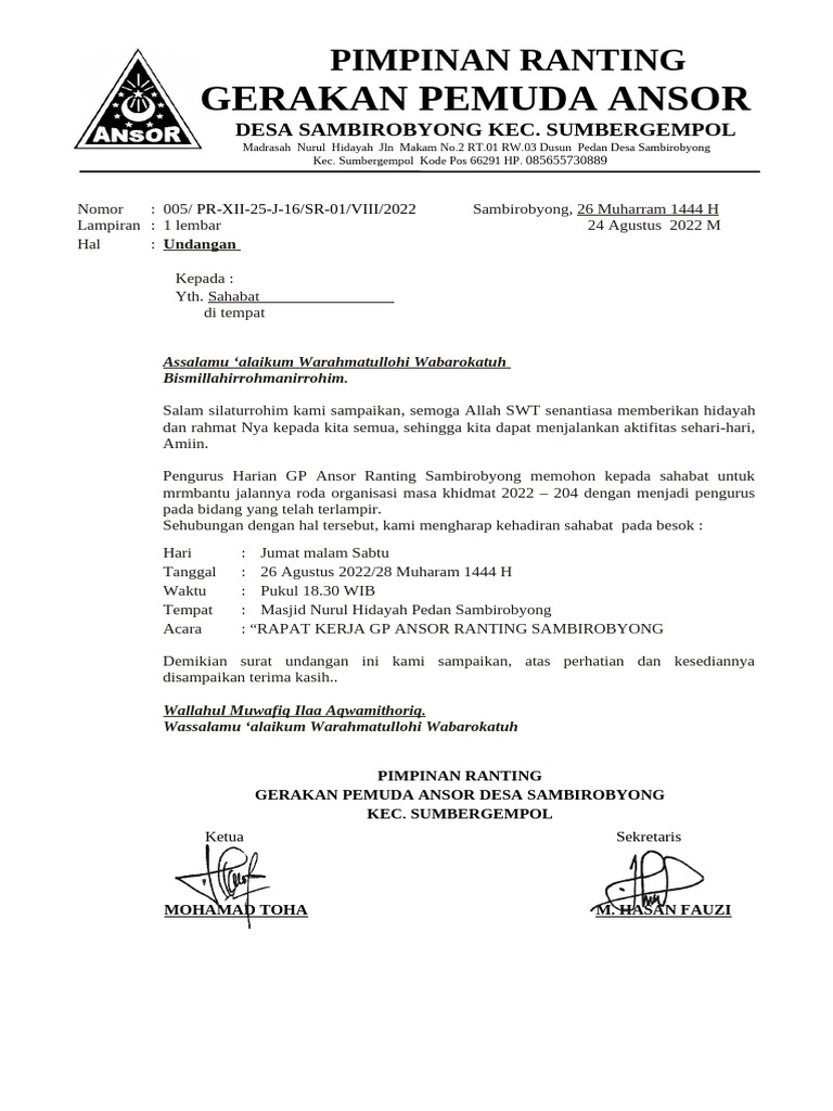 Undangan Raker | PDF