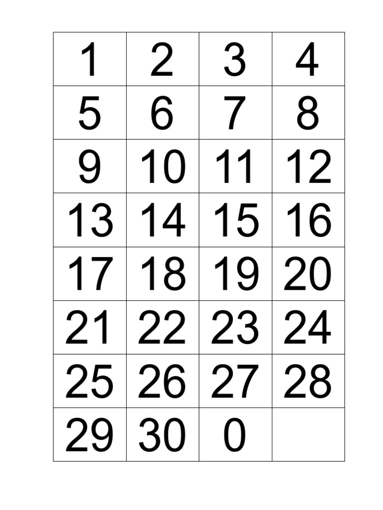 Numeros Del 1 Al 30 | PDF