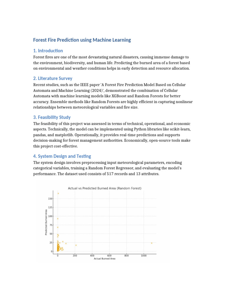 Forest Fire Prediction Report | PDF | Machine Learning | Prediction