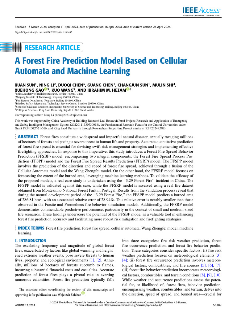 Forest Fire Prediction Model Using AI | PDF | Machine Learning | Wildfire