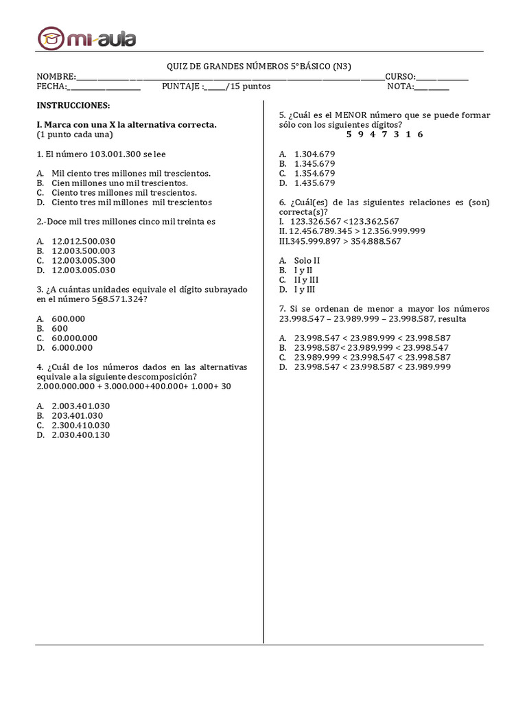 PRUEBA_1_N3_QUIZ_DE_GRANDES_NUMEROS | PDF