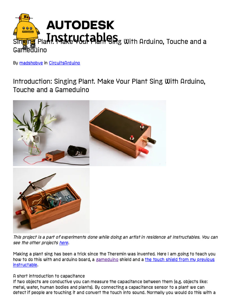 Singing Plant. Make Your Plant Sing With Arduino, Touche and A ...