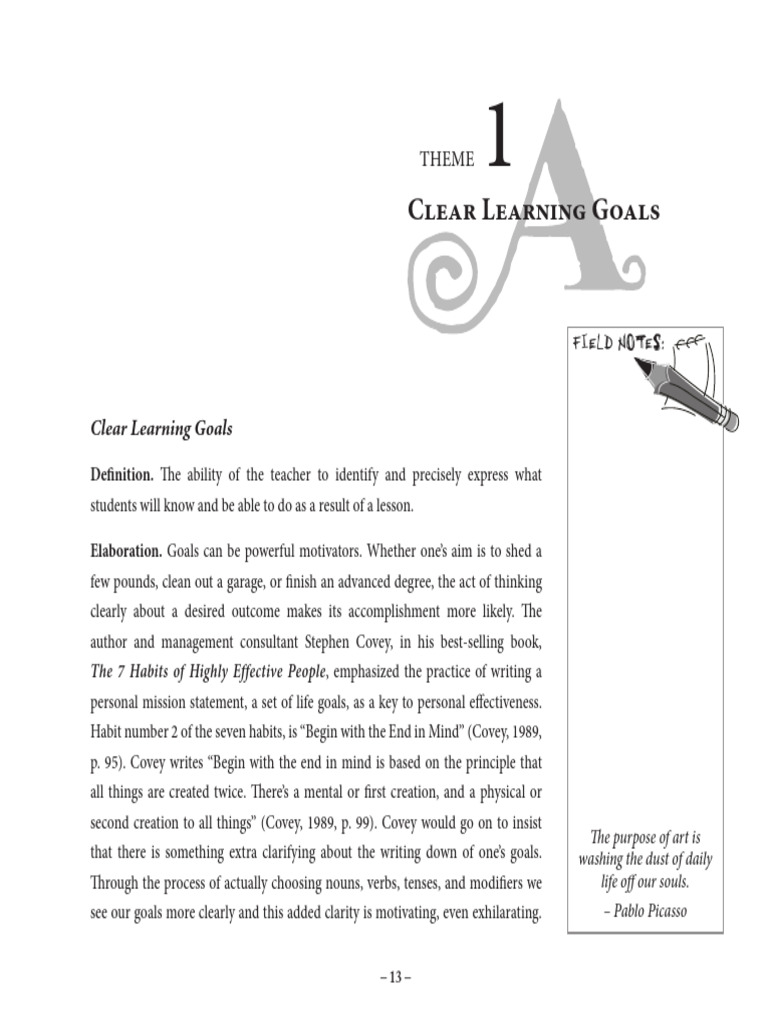 Theme One - Clear Learning Goals | PDF | Mind | Learning