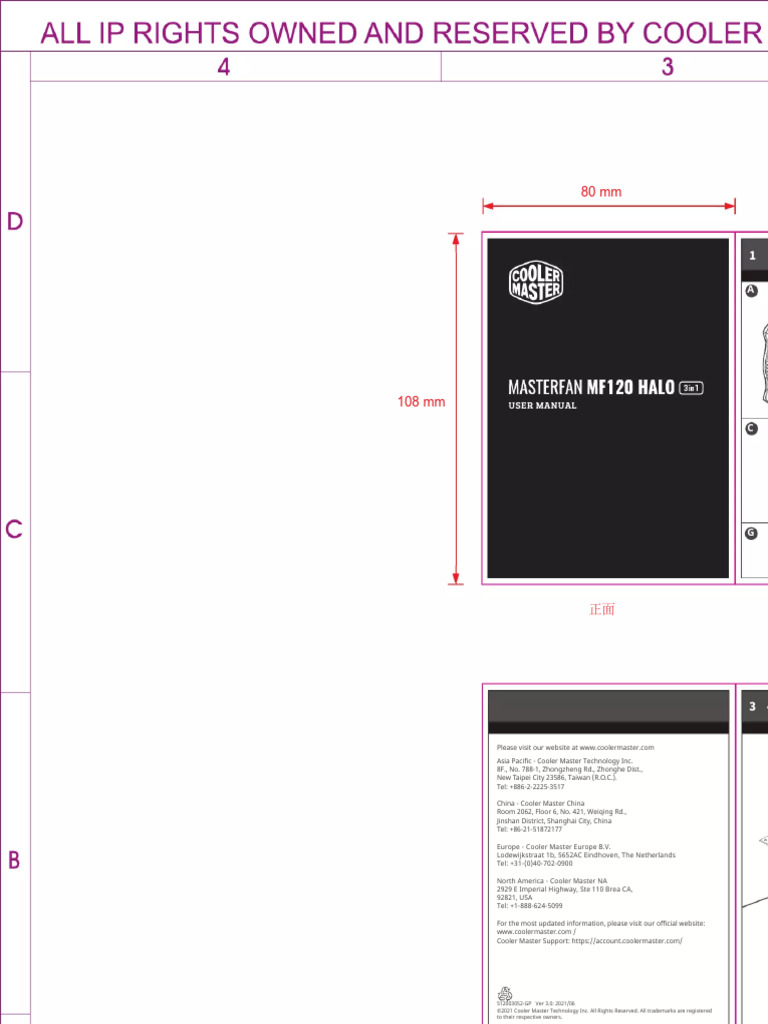 User Manual Cooler Master MasterFan MF120 Halo (English - 3 Pages) | PDF