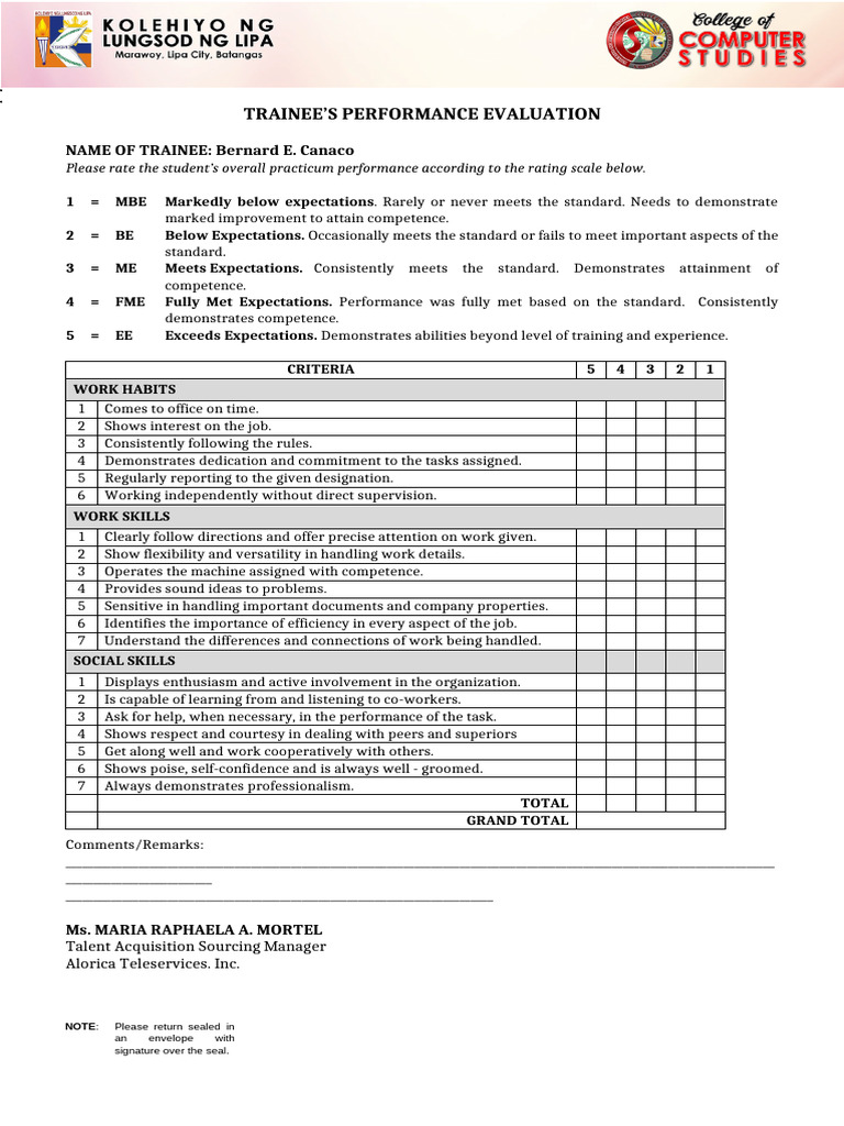 OJT Performance Evaluation | PDF | Psychological Concepts | Cognition