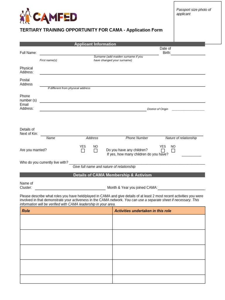 Tertiary Training Application Form - 16 April 2020 XXX | PDF