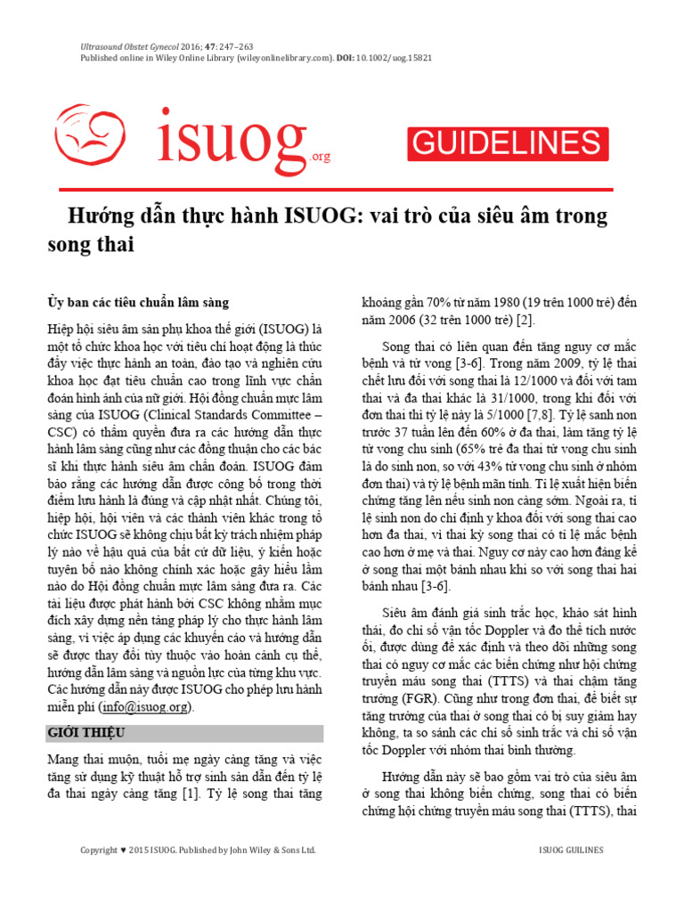 ISUOG Practice Guidelines Role of Ultrasound in Twin Pregnancy | PDF