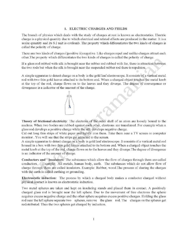 1.electric Charges and Fields | PDF