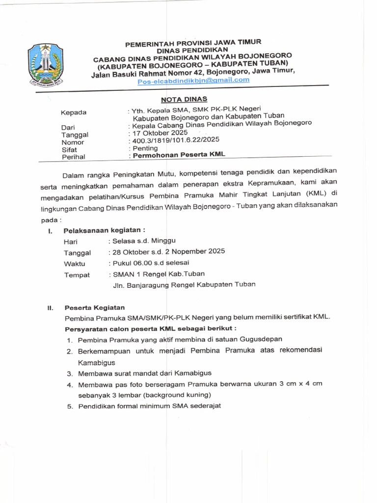 Nota Dinas Permohonan KML | PDF