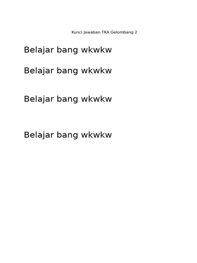 Kunci Jawaban TKA Gelombang 2 | PDF