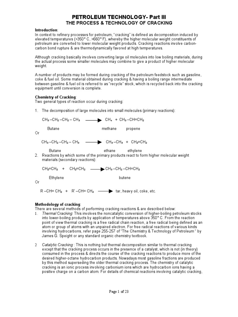 Petroleum Cracking Processes Guide | PDF