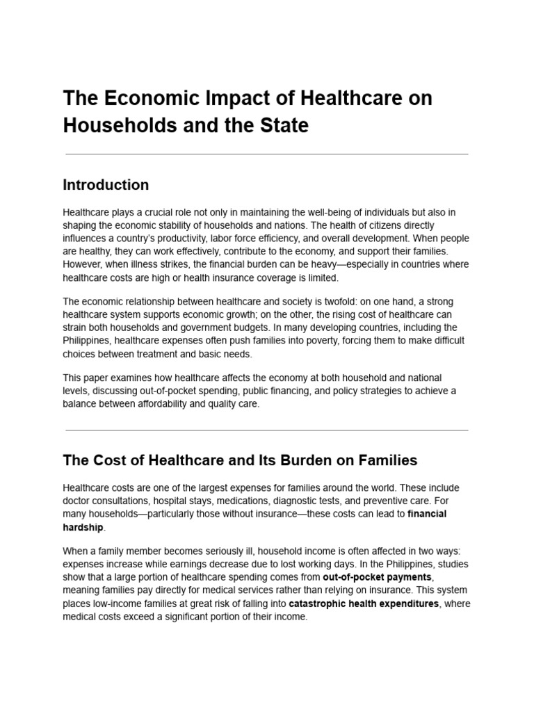 The Economic Impact of Healthcare On Households and The State | PDF ...