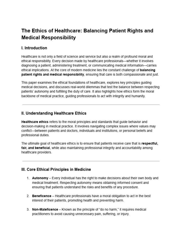 The Ethics of Healthcare - Balancing Patient Rights and Medical ...