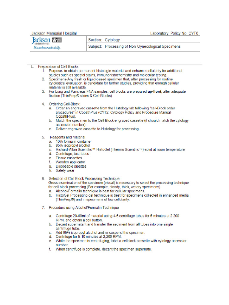 CB Cytology Policy CYT 6 L | PDF
