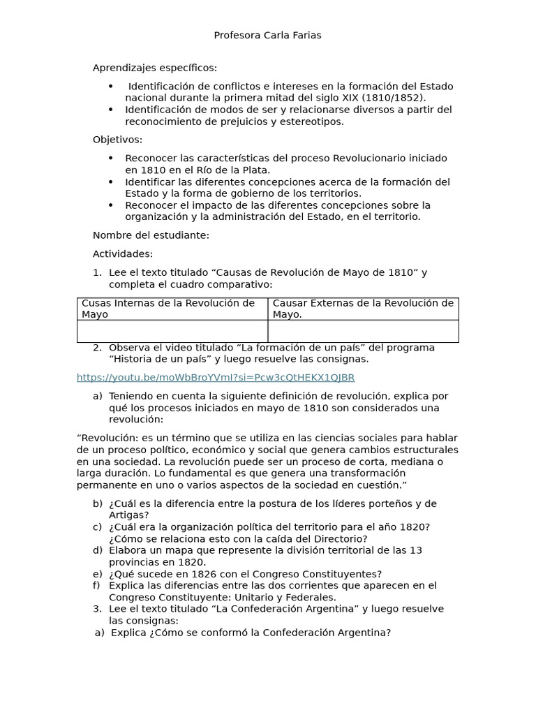 Guía de Actividades para Segundo | PDF | Argentina