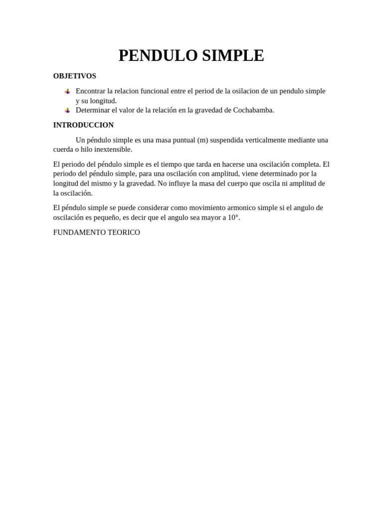 Pendulo Simple | PDF