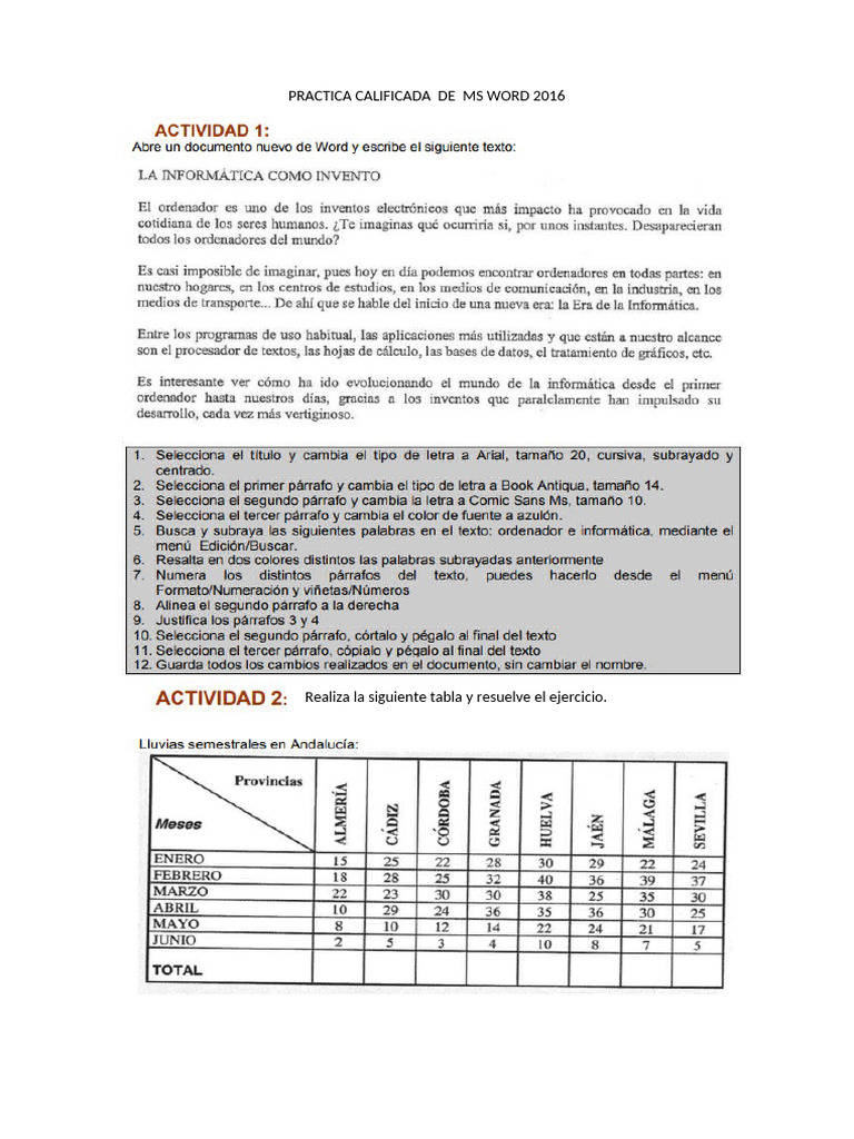 Practica Calificada de Ms Word 2016 | PDF