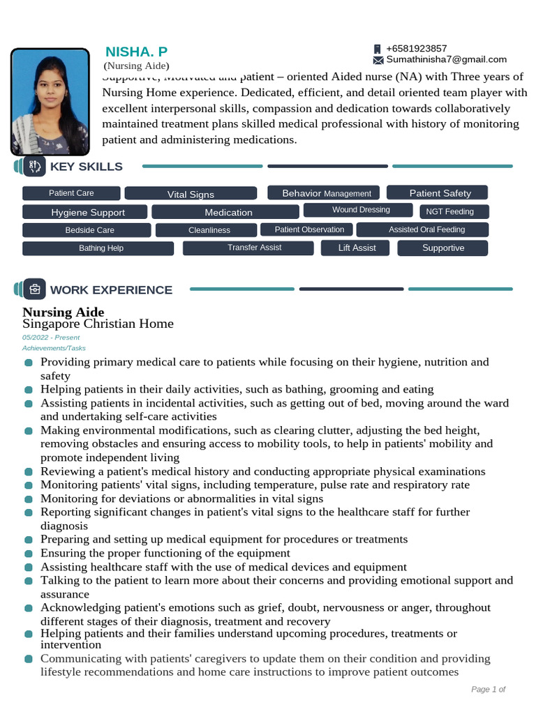 Nisha CV | PDF | Health Care | Medicine