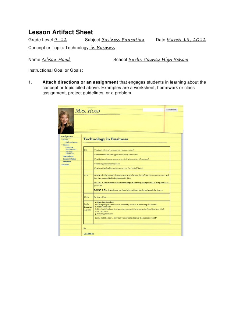 Technology in Business Lesson Plan | PDF